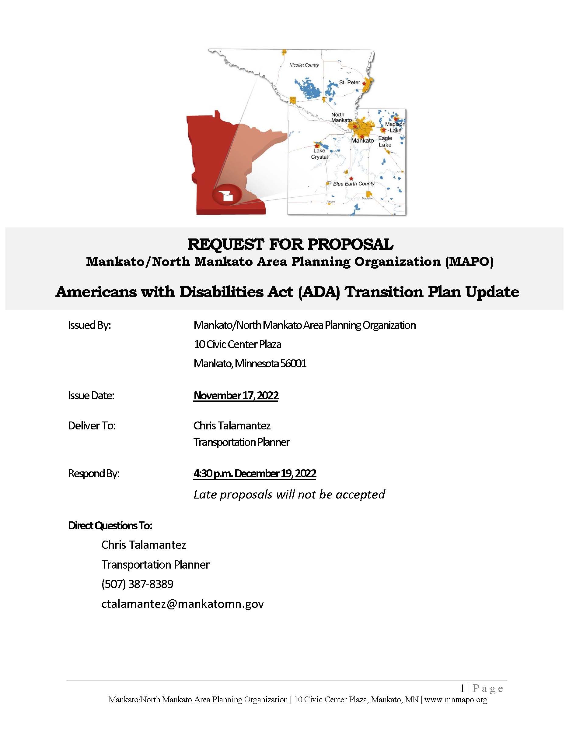 RFP – Americans with Disabilities Act (ADA) Transition Plan Update ...